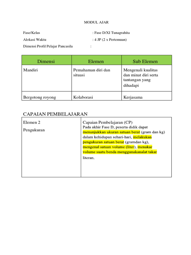 MODUL AJAR Matematika Ob - JS | PDF