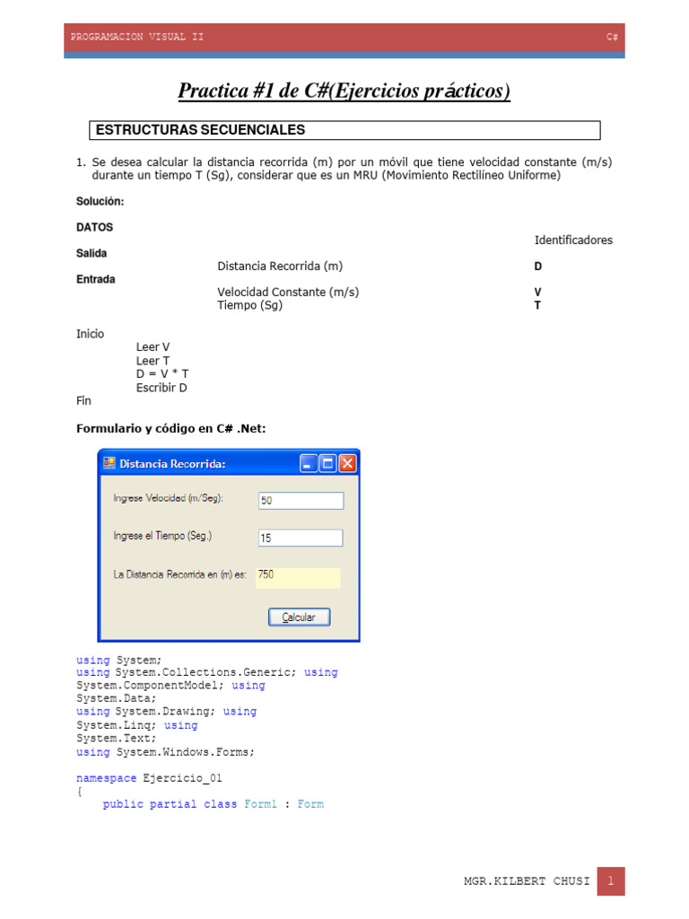 Practica #1 Formularios | PDF | C Sharp (lenguaje de programación) | Ingeniería de Sistemas