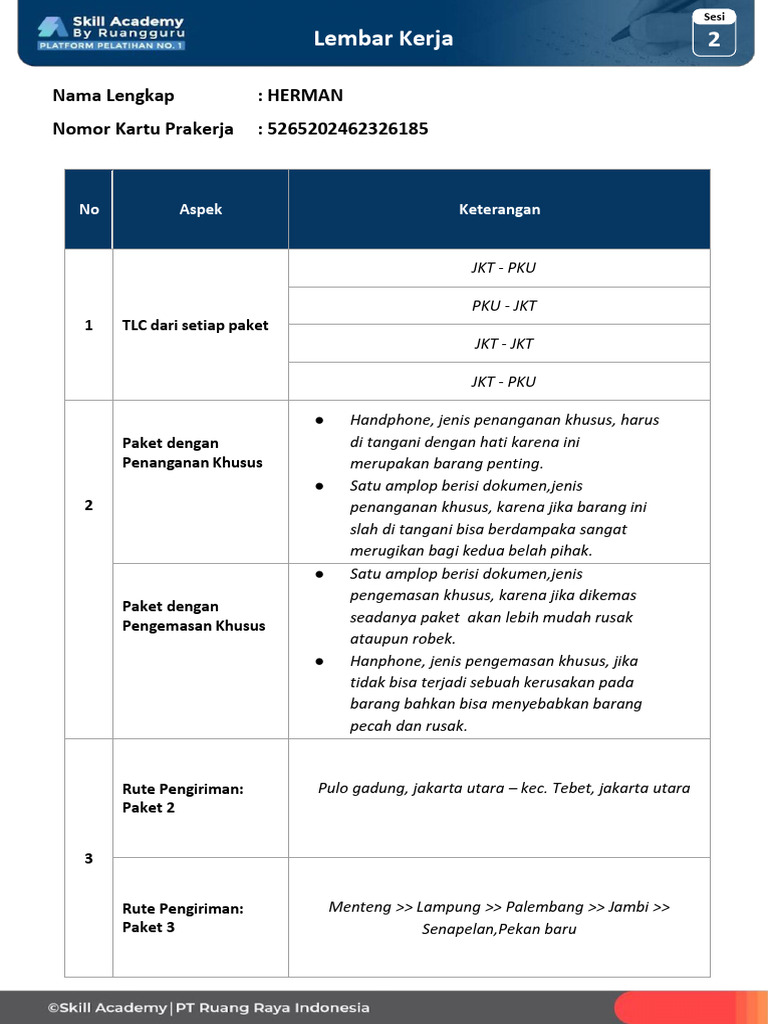 TPM 1 Menentukan Kode Resi, Jenis, Dan Rute - (HERMAN) | PDF