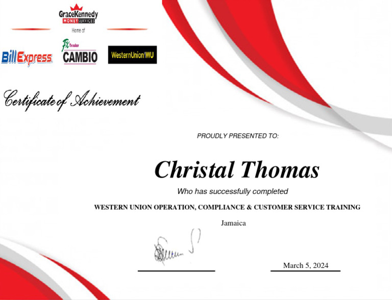 Western Union Operations Customer Service and Compliance Training ...