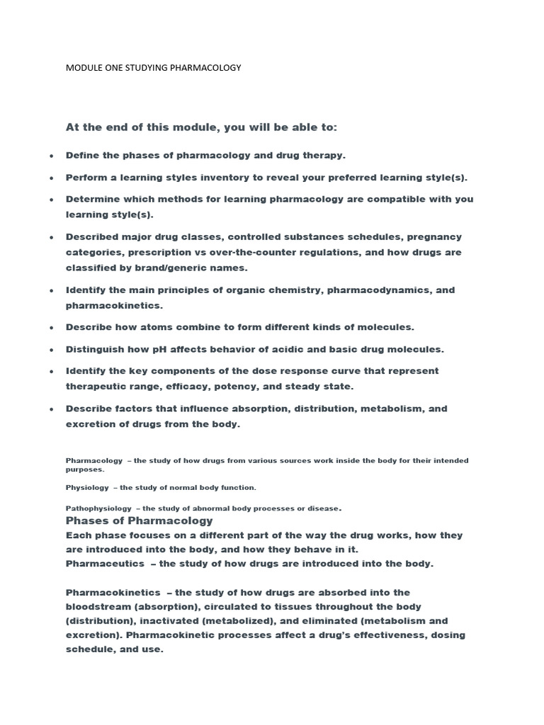 Pharmacy Technician Module One | PDF | Pharmacokinetics | Chemical Bond