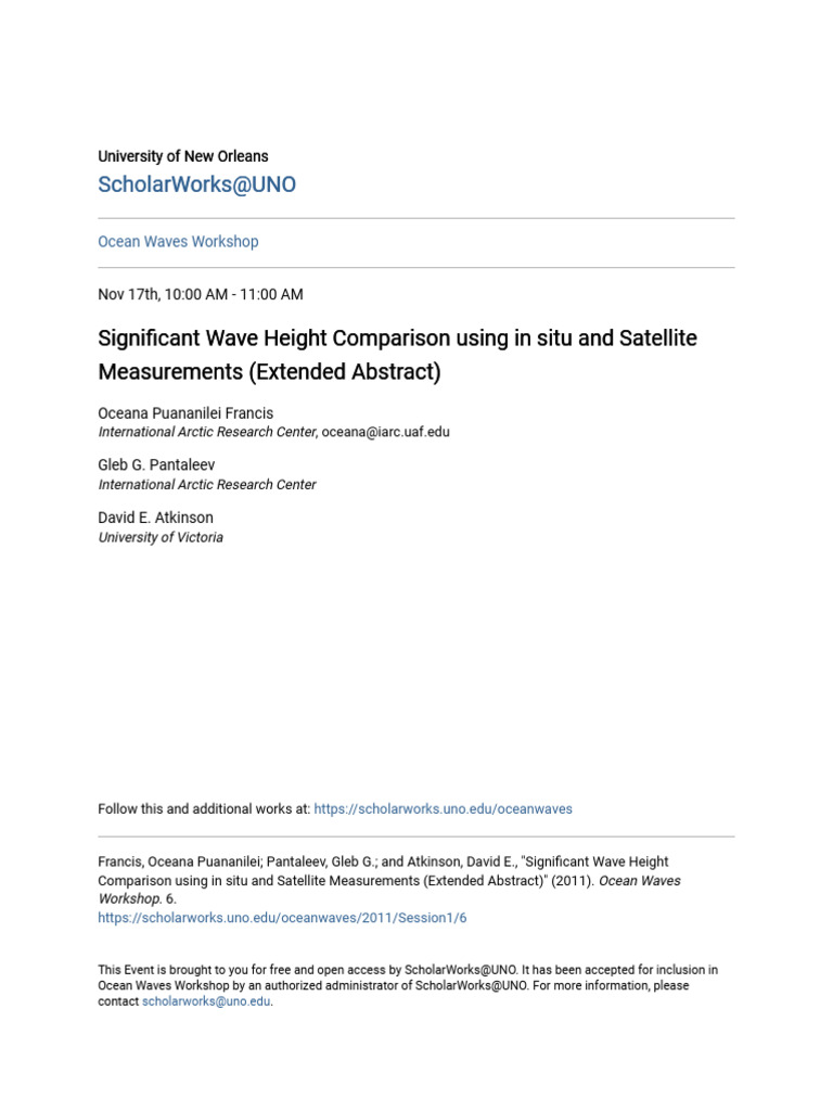 Significant Wave Height Comparison Using in Situ and Satellite Me | PDF | Science & Mathematics