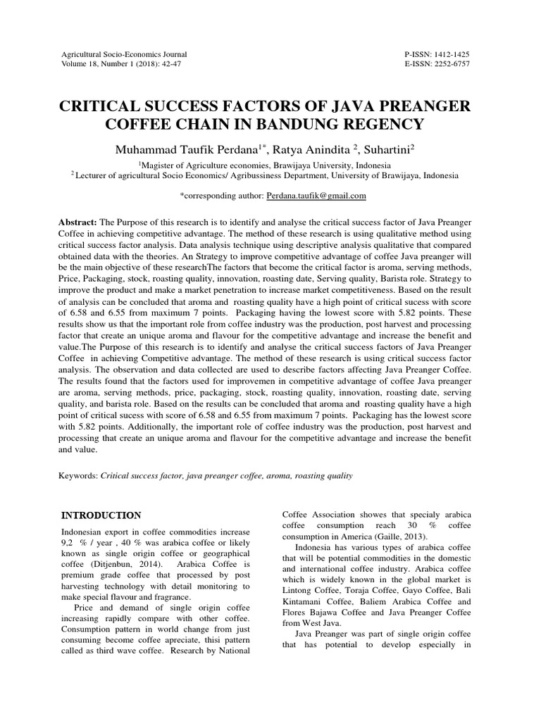Critical Success Factors of Java Preanger Coffee C | PDF | Coffee ...