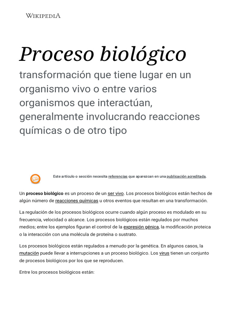 Proceso Biológico | PDF | Biología Celular) | Biología