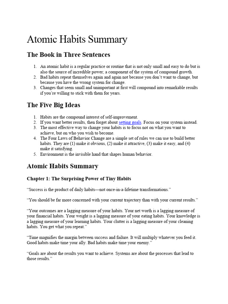 Atomic Habits Summary | PDF | Habits | Motivation Atomic Habits Summary | PDF | Habits | Motivation