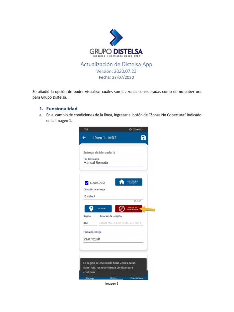 Zonas No Cobertura en Distelsa App | PDF
