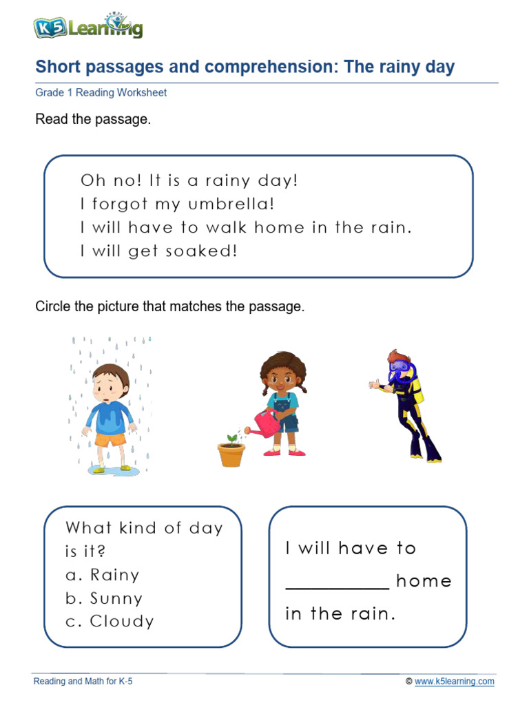 Grade 1 Reading Comprehension Worksheet | PDF | Language Arts & Discipline