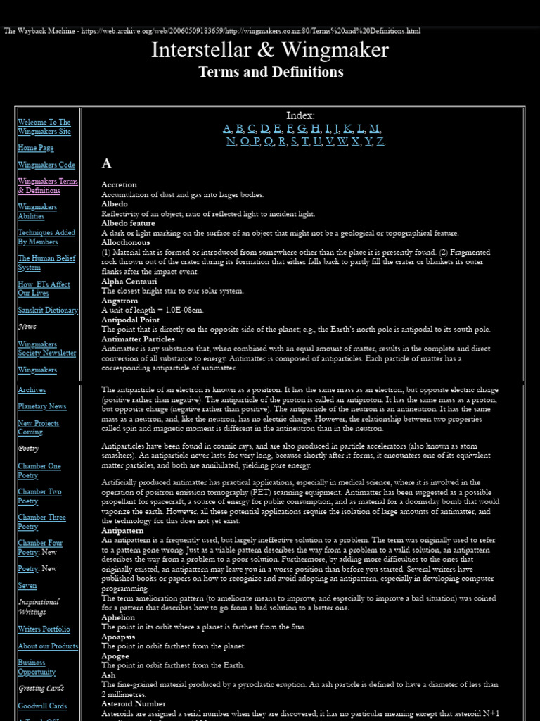 Interstellar & Wingmaker - Terms & Definitions | PDF | Neutron | Atoms