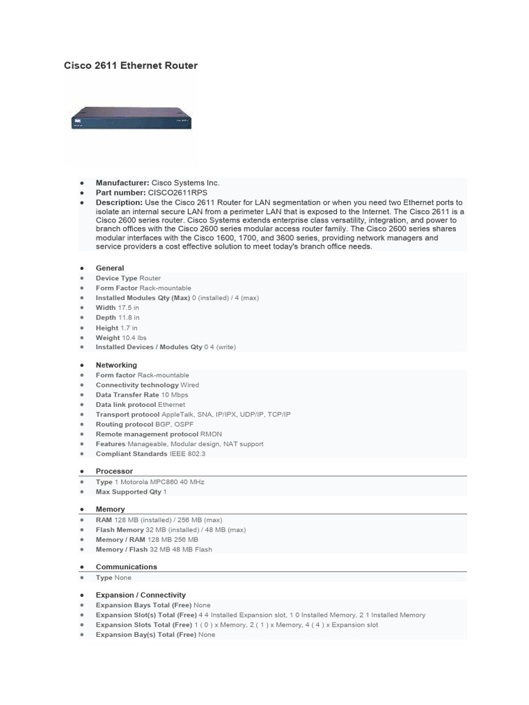 Brosur Router Cisco 2611 Ethernet | PDF | Router (Computing) | Local ...
