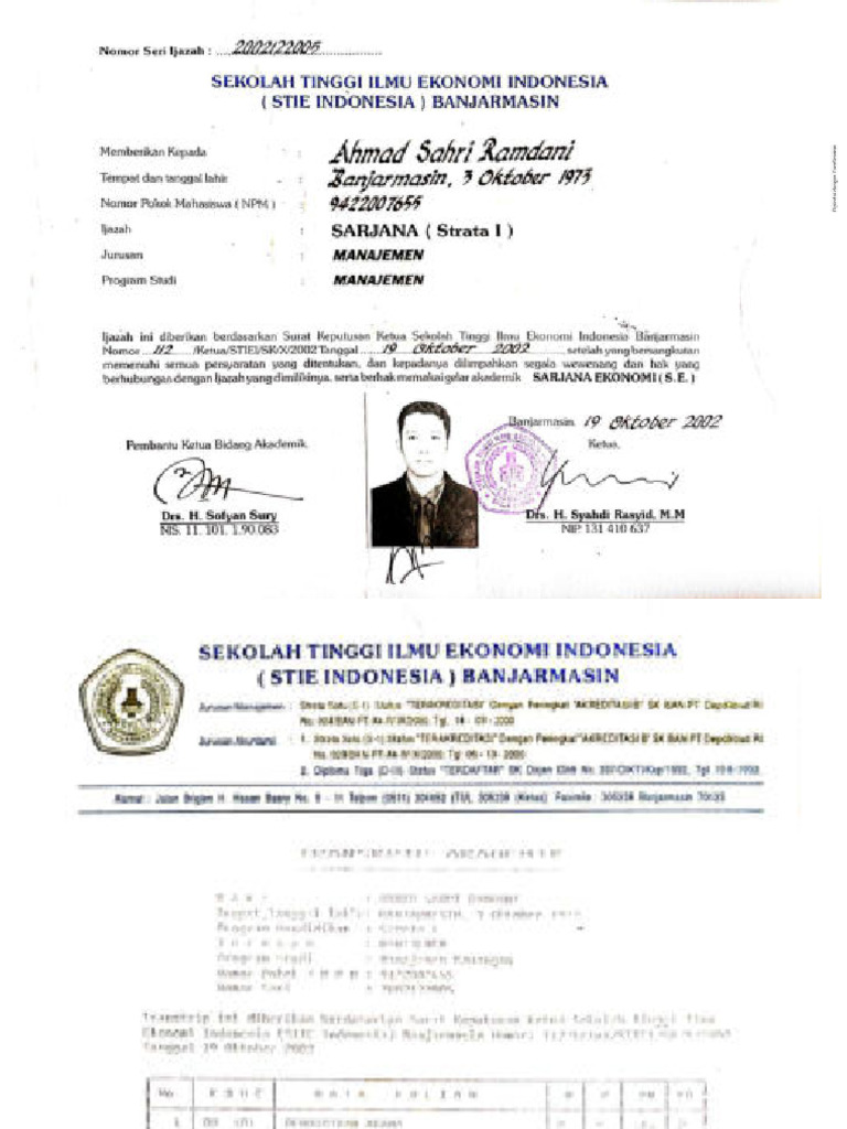 Ijazah & Transkrip Nilai - BTR | PDF