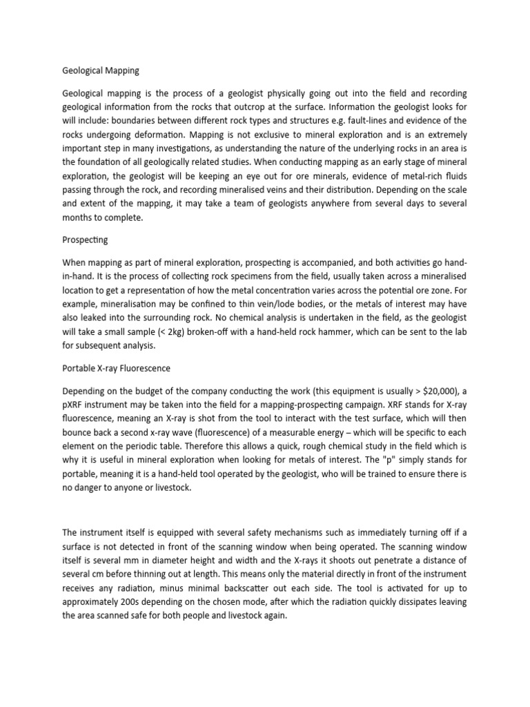Geological Mapping In Mining Pdf Geology Prospecting