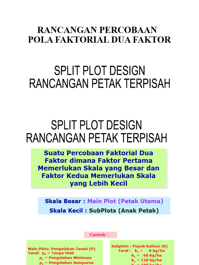 Rancangan Split Plot untuk Percobaan Faktor | PDF