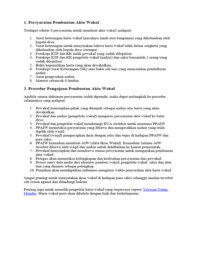 Syarat Pembuatan Ikrar Wakaf 2024 | PDF | Ilmu Sosial | Hukum
