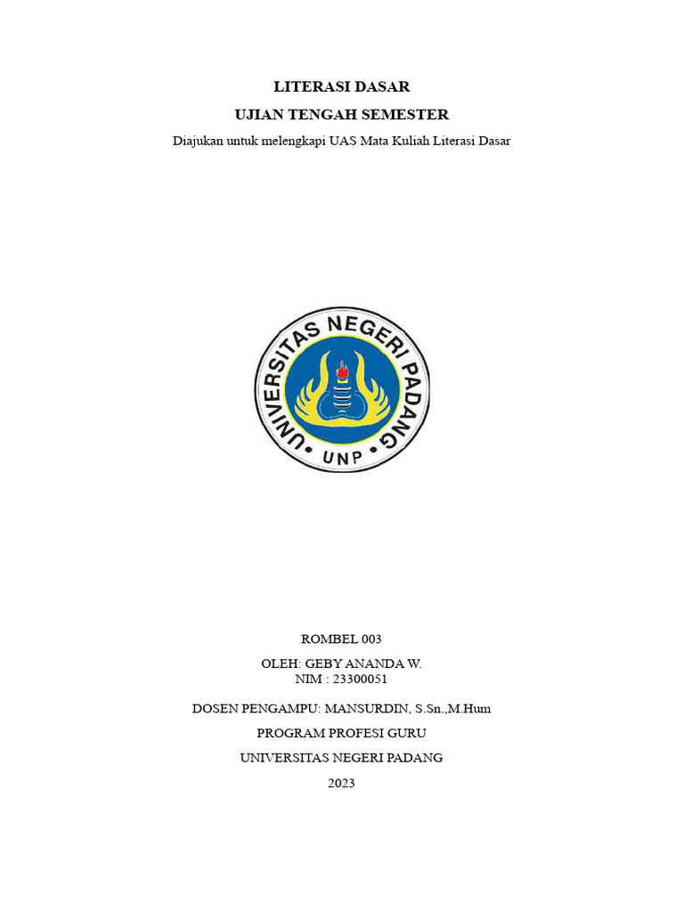 Uas. Literasi Dasar..Geby Ananda W 23300051 | PDF