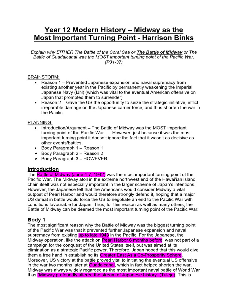 Midway Was Most Important Turning Point Essay | PDF | Battle Of Midway ...