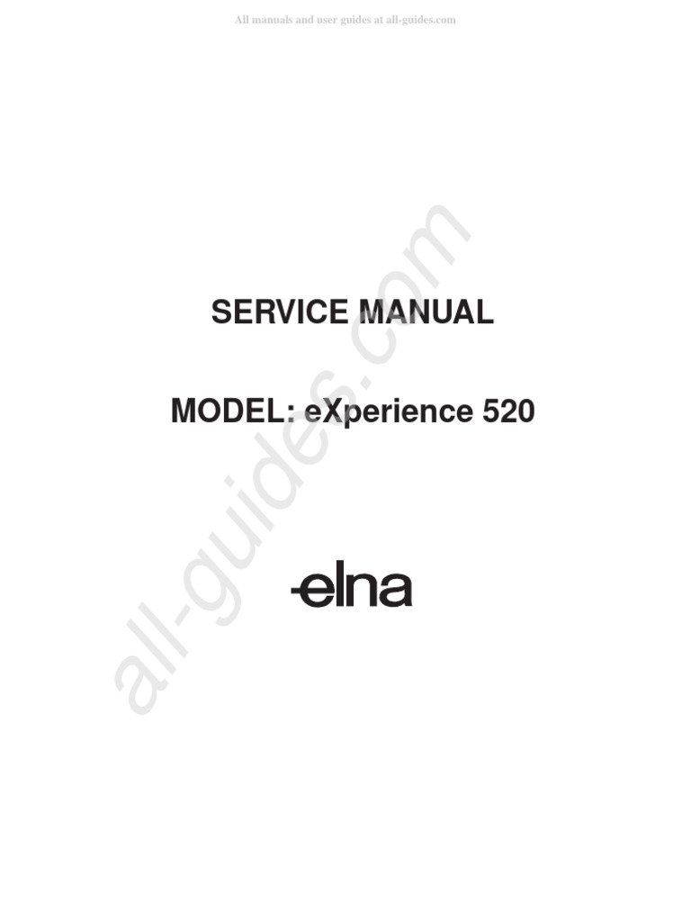 Elna Experience 520 Sewing Machine Service Manual | PDF | Sewing ...