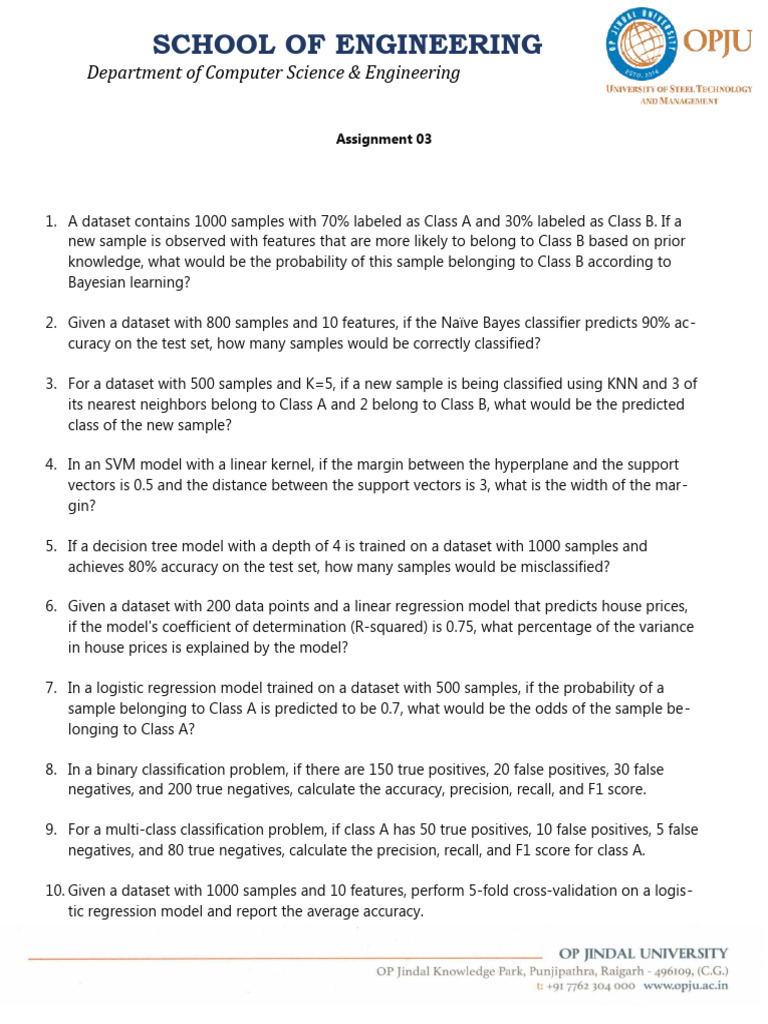 Machine Learning Assignment Questions | PDF | Receiver Operating ...