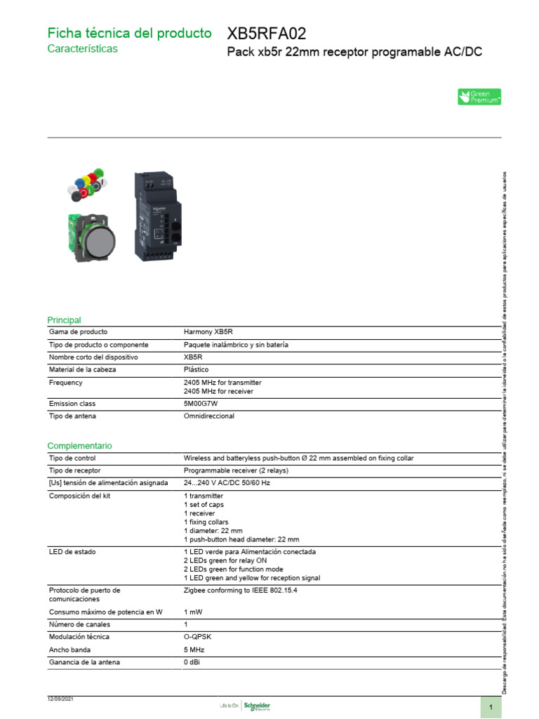 Harmony Xb5r Xb5rfa02 | PDF | Ingenieria Eléctrica | Electrónica