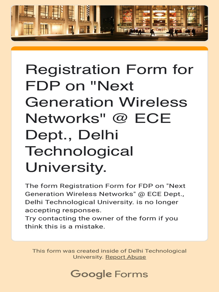Registration Form For FDP On Next Generation Wireless Networks at ECE ...