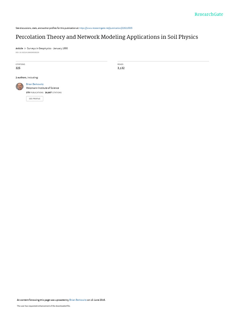 Percolation Theory and Network Modeling Application | PDF | Porosity | Porous Medium