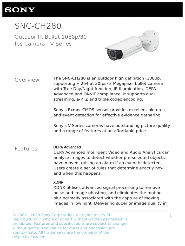 SNC CH280 | PDF | Camera | Video