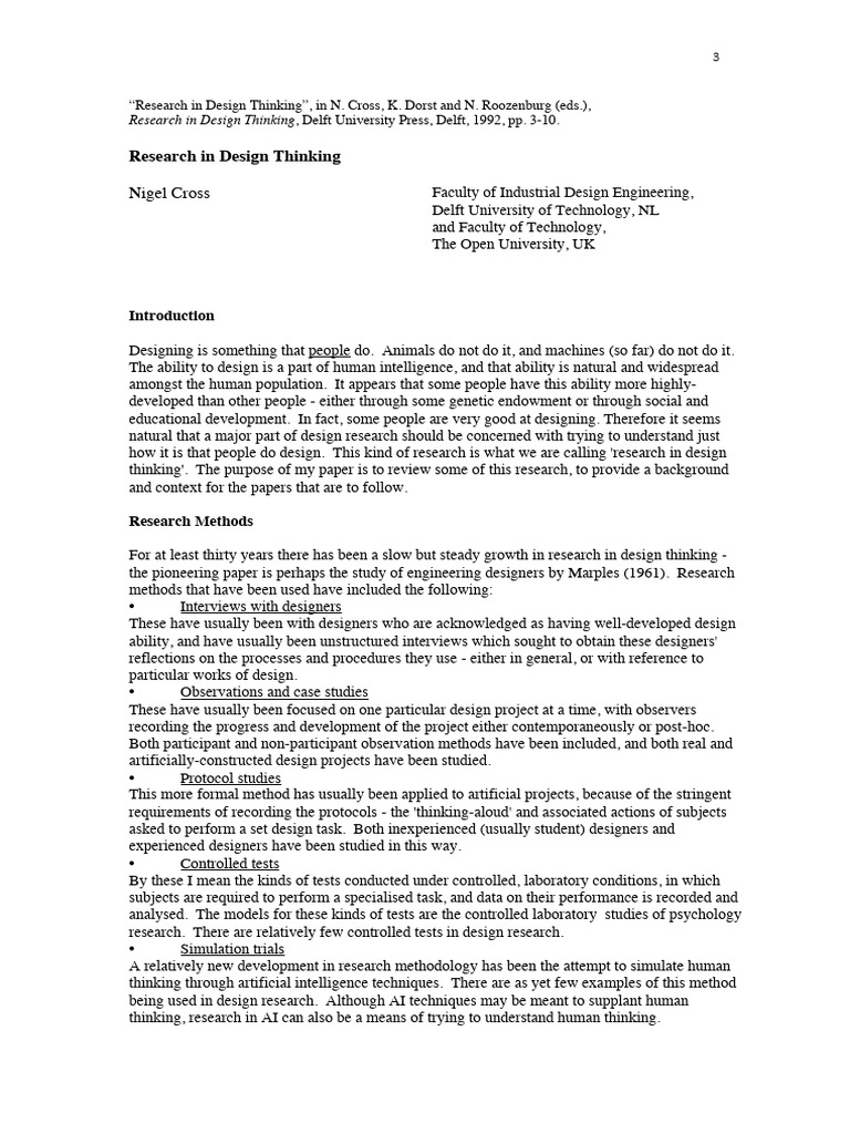 Research in Design Thinking Overview | PDF | Reason | Design Thinking