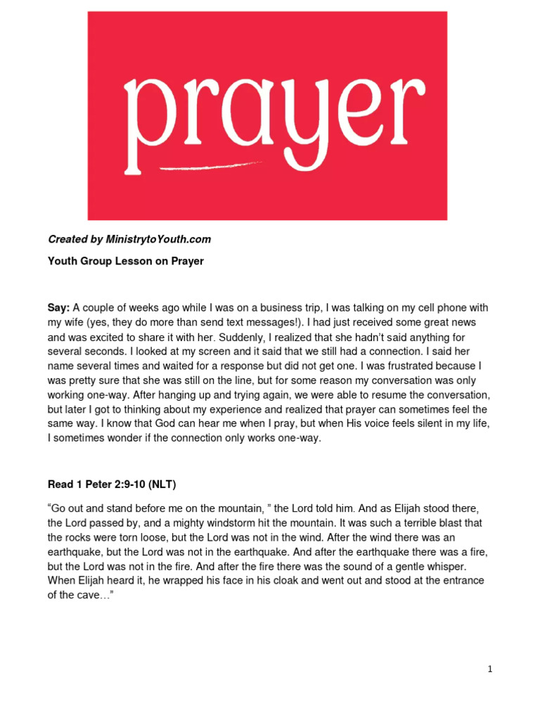 Youth Group Lesson On Prayer | PDF | Elijah | Prayer