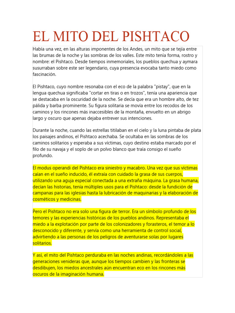 Pishtaco Mito | PDF | Ciencias sociales | Adultos jóvenes