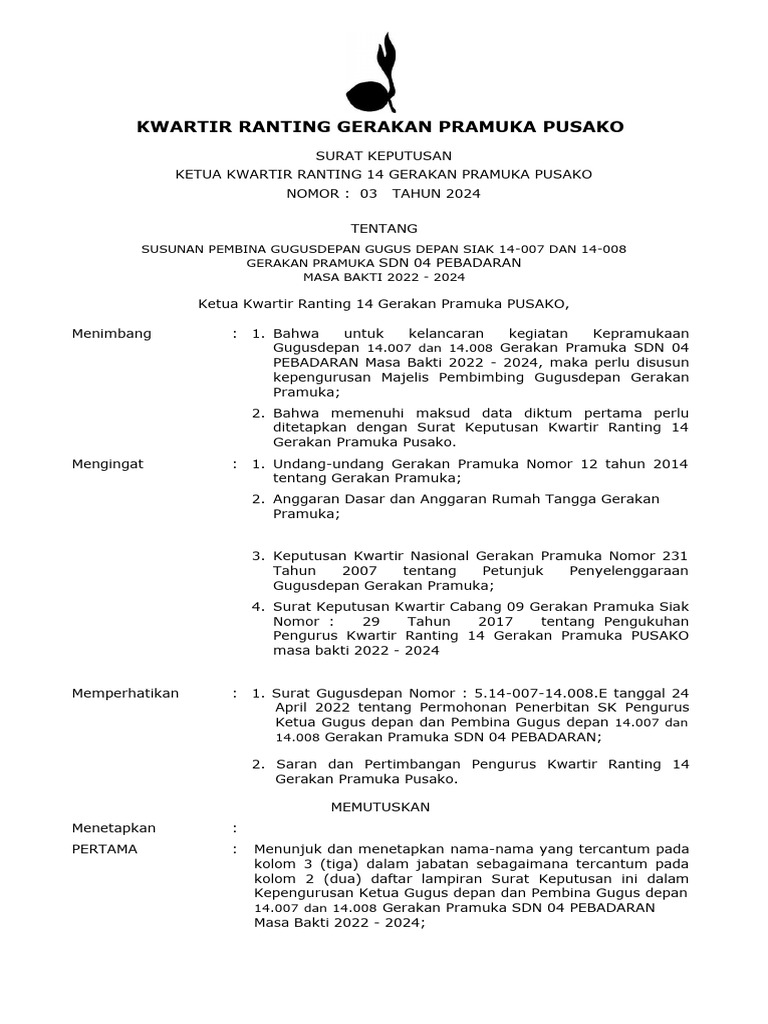 SK Pembina Pramuka Sinta | PDF