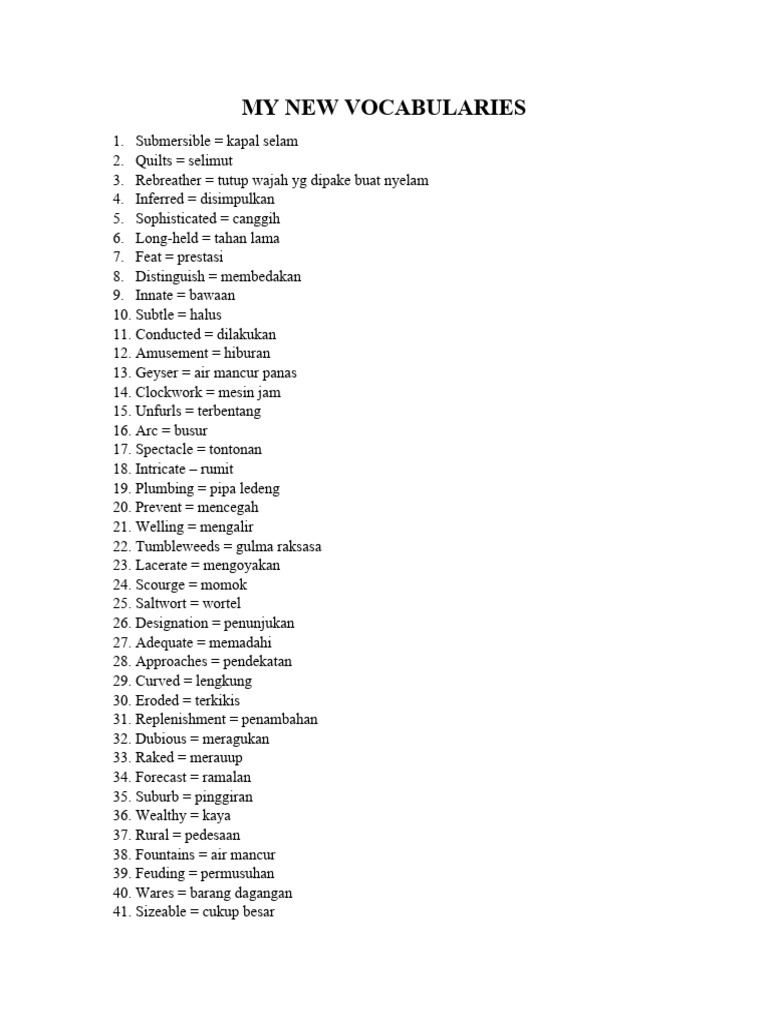 My New Vocabularies | PDF
