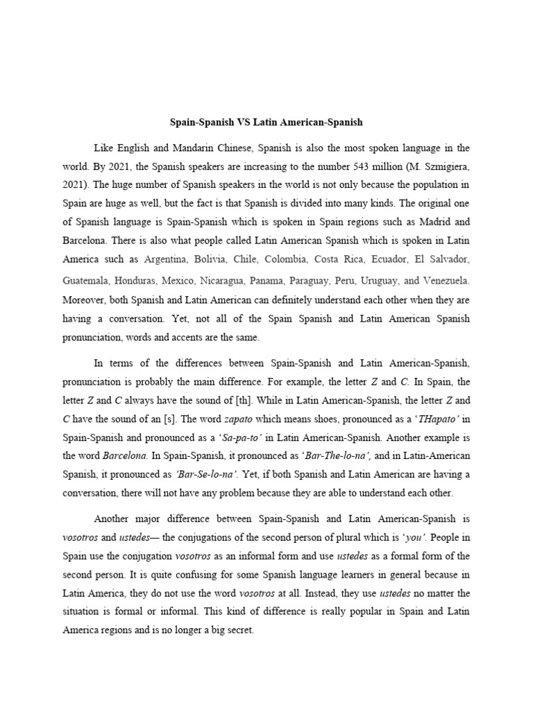 Comparision Essay | PDF | Spanish Language | Latin America