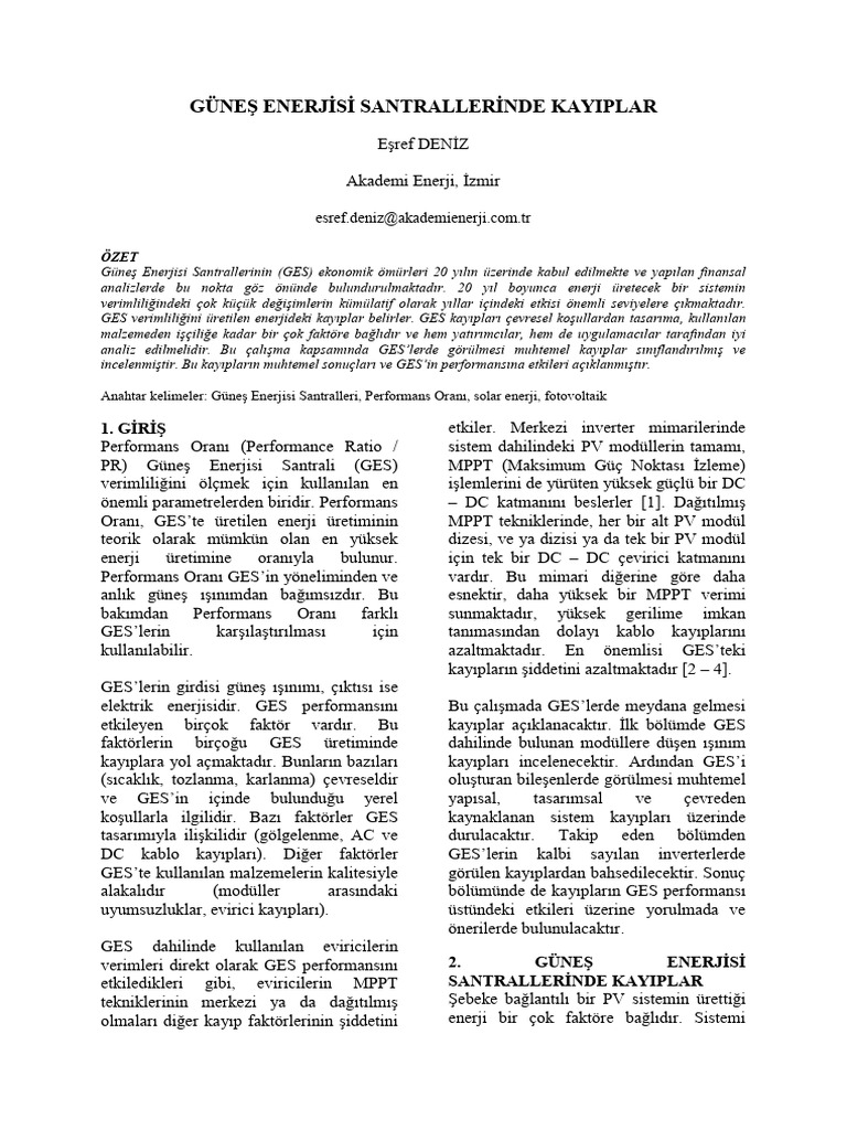 GES Kayıplar Analizi | PDF