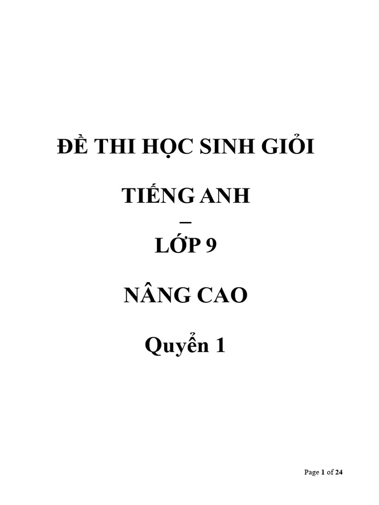 50 de Thi Chon Hoc Sinh Gioi Mon Tieng Anh Lop 9 ĐỀ in CHO HS ĐỀ 1 5 ...