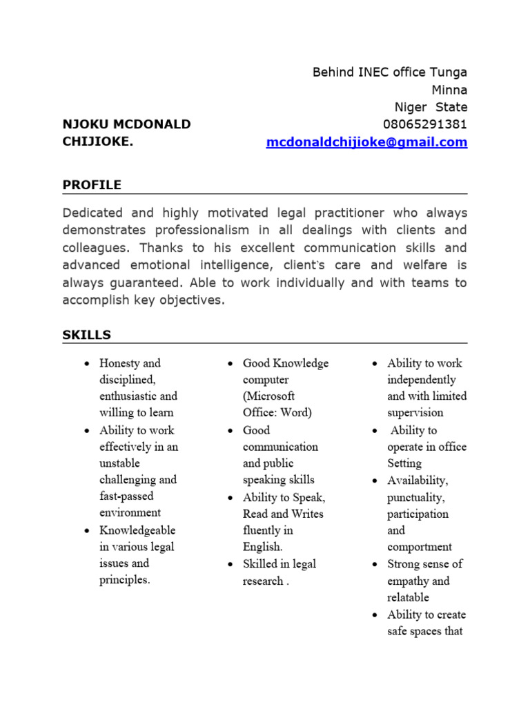 McDonald CV 2024 | PDF