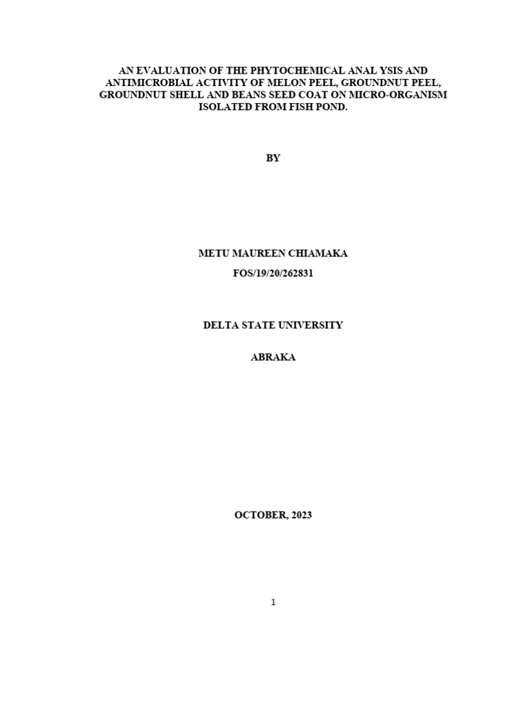 Metu Chiamaka Full Work | PDF | Polyphenol | Bean