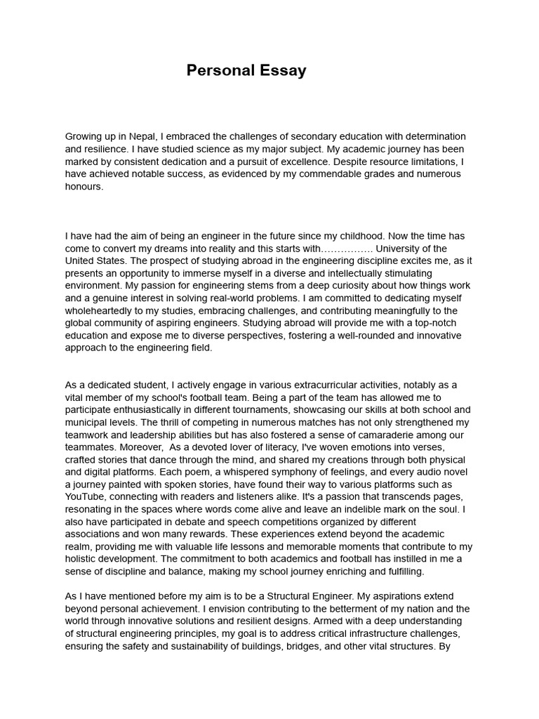 Personal Essays | PDF | Career & Growth