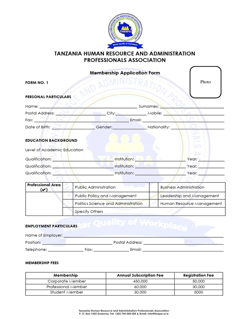 Thrapa Membership Form | PDF