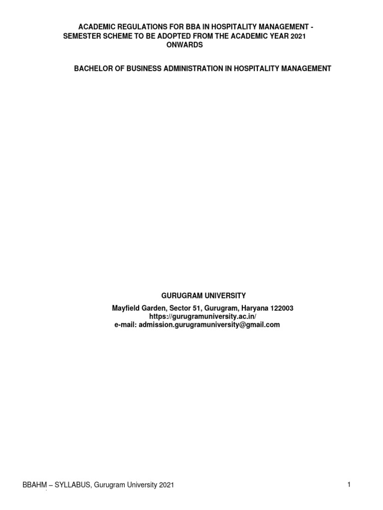 Bba (Hospitality Management) Syllabus | PDF | Thesis | Cocktails