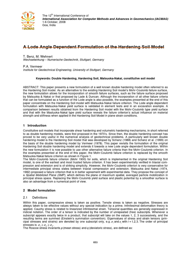 A Lode Angle Dependent Formulation of TH | PDF | Stress (Mechanics ...