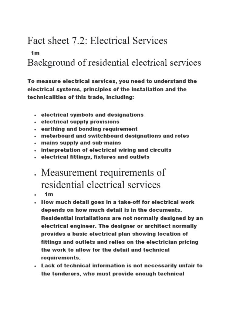 Electrical Services Take Off | PDF | Electrical Wiring | Ac Power Plugs ...