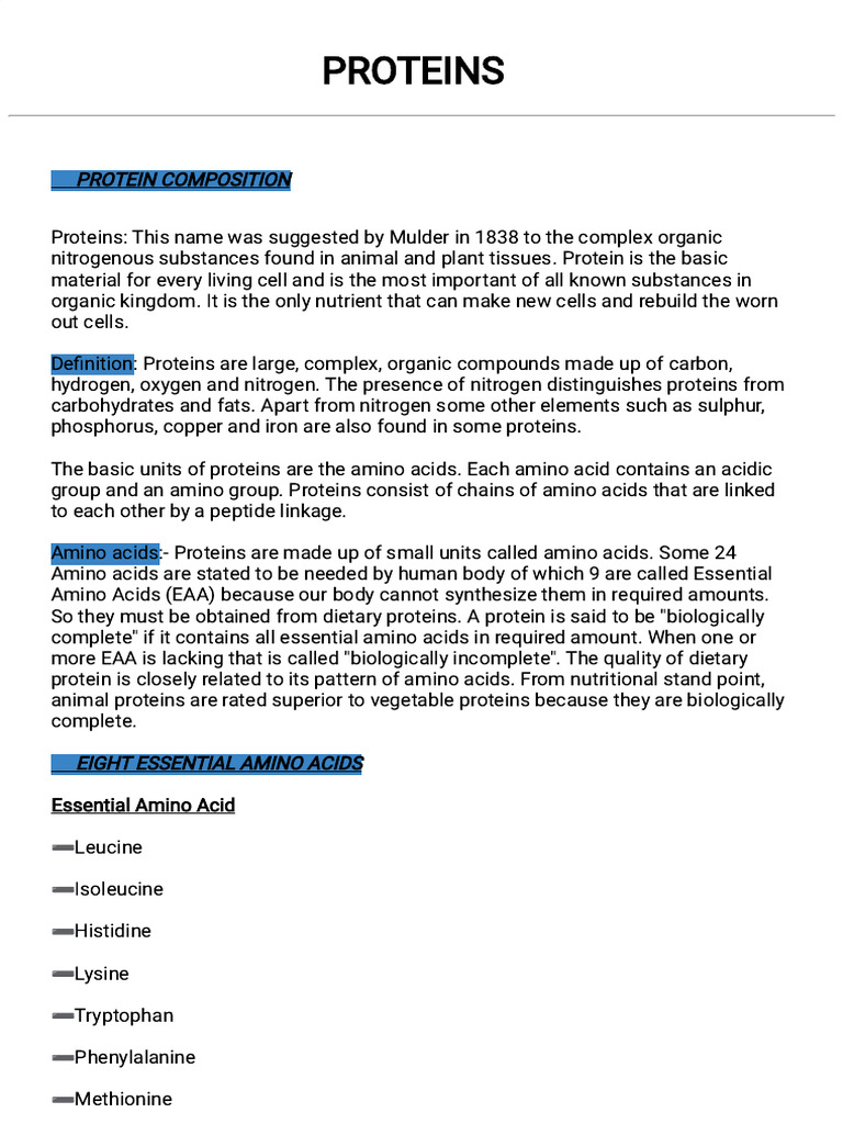 Proteins: Protein Composition | PDF | Proteins | Amino Acid