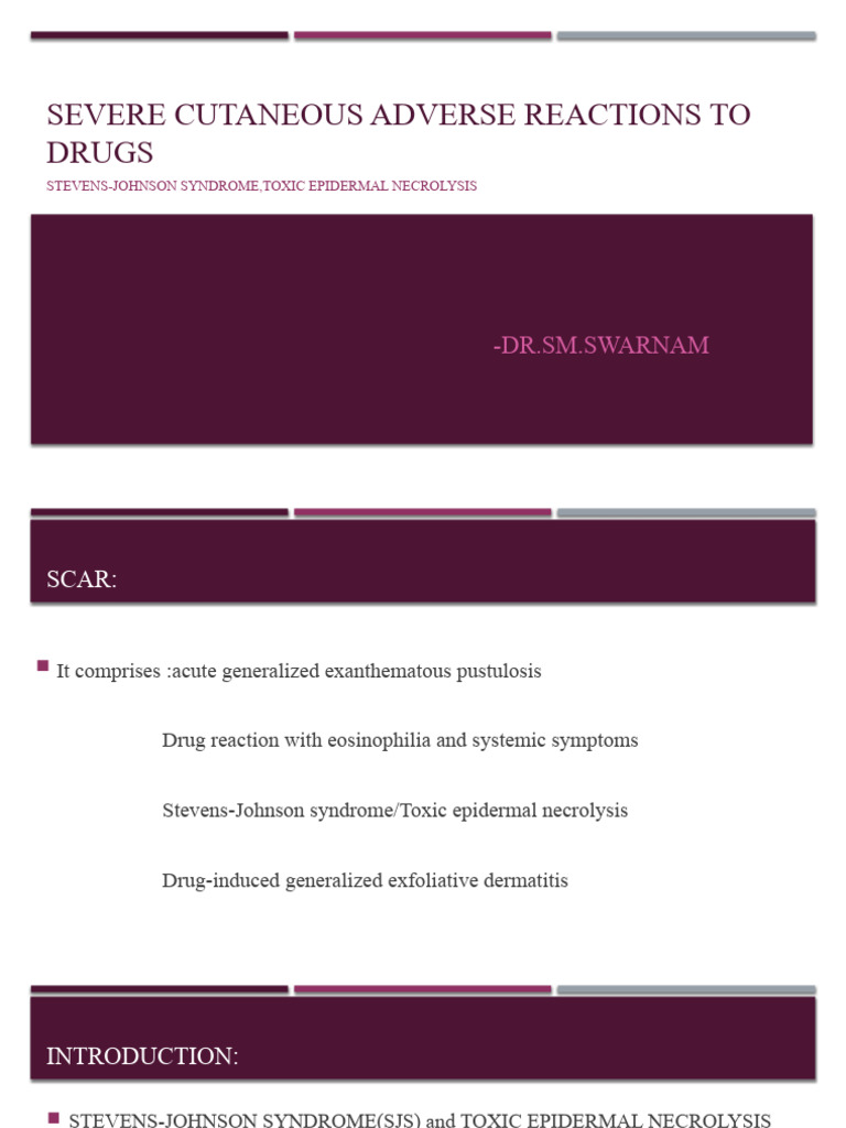 Severe Cutaneous Adverse Reactions To Drugs | PDF | Causes Of Death ...