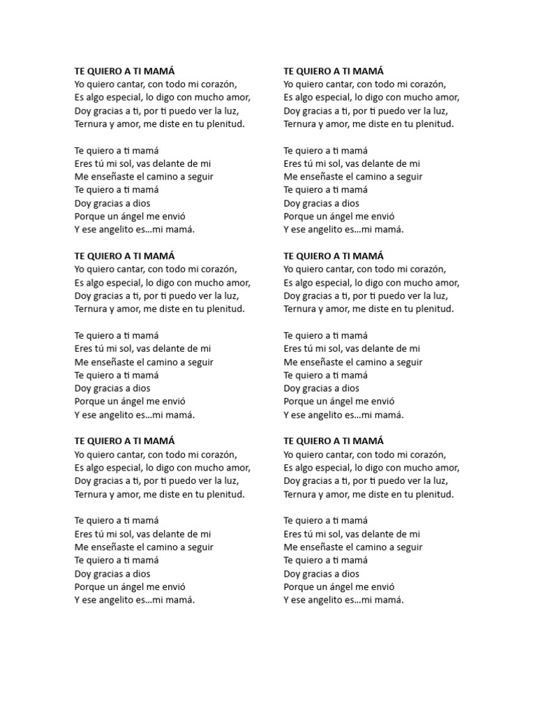 Te Quiero A Ti Mamá Pdf Amor