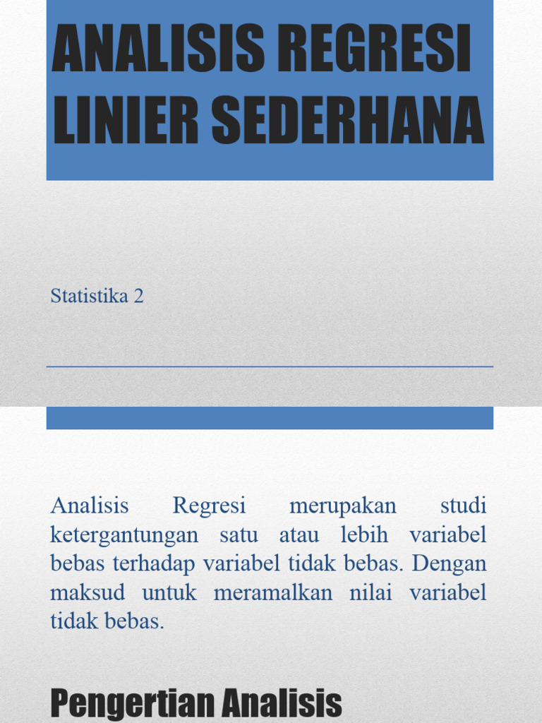 Analisis Regresi Linier Sederhana | PDF