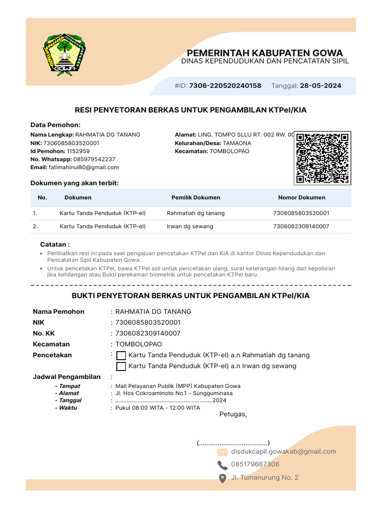 Resi Pengambilan Dokumen | PDF