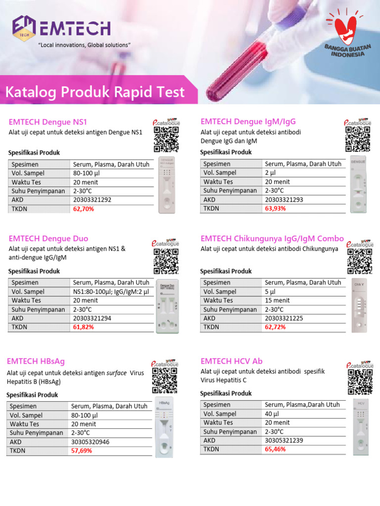 Katalog Produk EMTECH Rapid & POCT Thn 2024 (4 Pages) | PDF