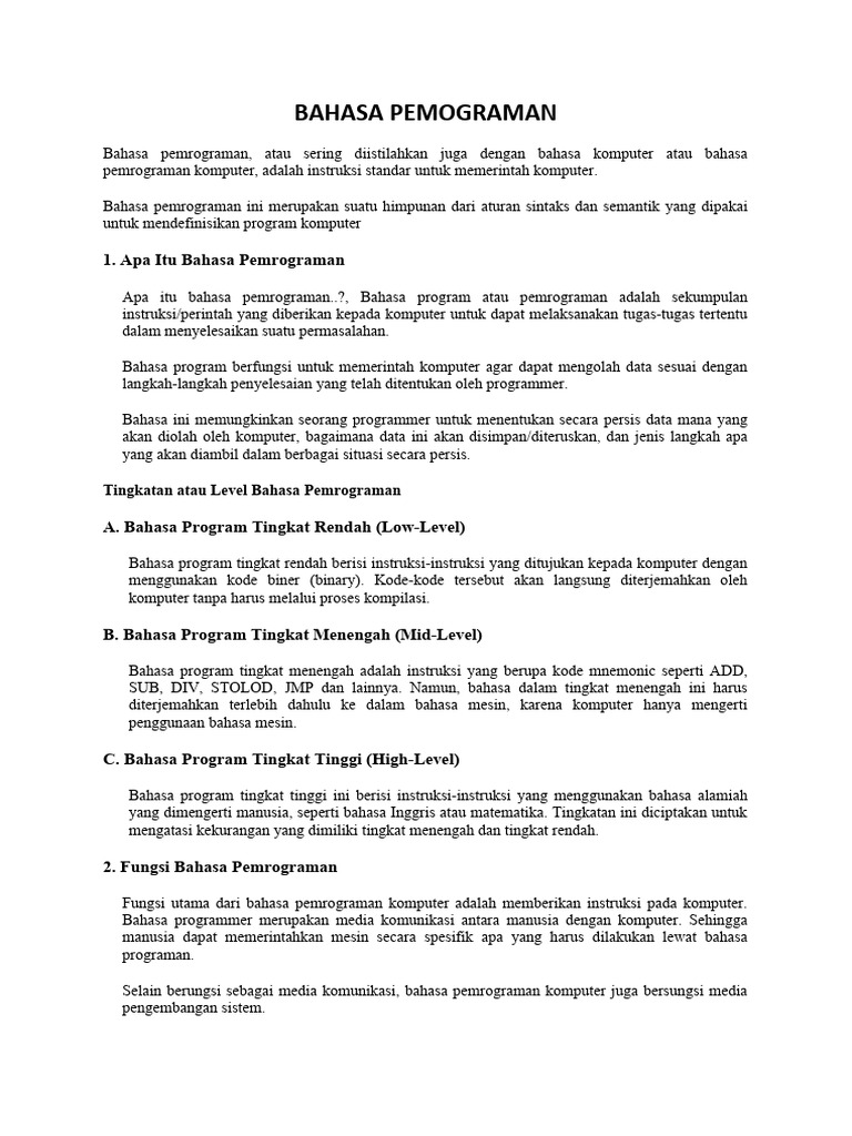 Bahasa Pemograman | PDF