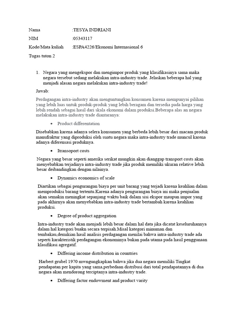 Tugas 2 Ekonomi Internasional | PDF | Bisnis | Pengelolaan Keuangan & Uang