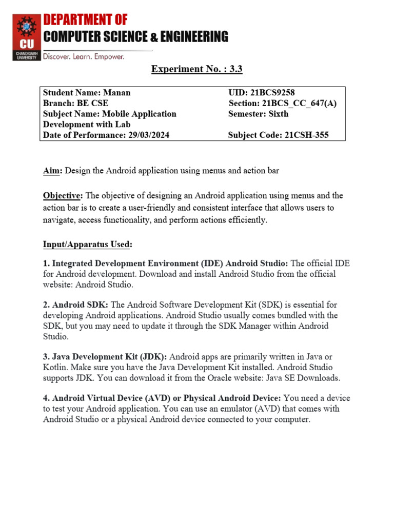 Manan Mad 3.3 | PDF | Android (Operating System) | Java (Programming Language)