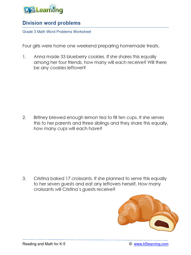 Grade 3 Division Word Problems Worksheet | PDF | Home & Garden | Wellness